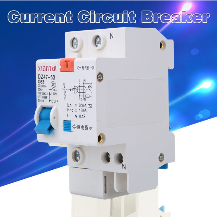 Residual Current Breaker 1P+N 230V-400V 50HZ 60A 4KA C Type Residual ...