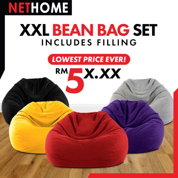 ⚡️READYSTOCK⚡️NETHOME: BEAN BAG XL [2.5kg] Fun and Cool Luxury Cozy Bean Bag Sofa Chair/Bean Bag ...