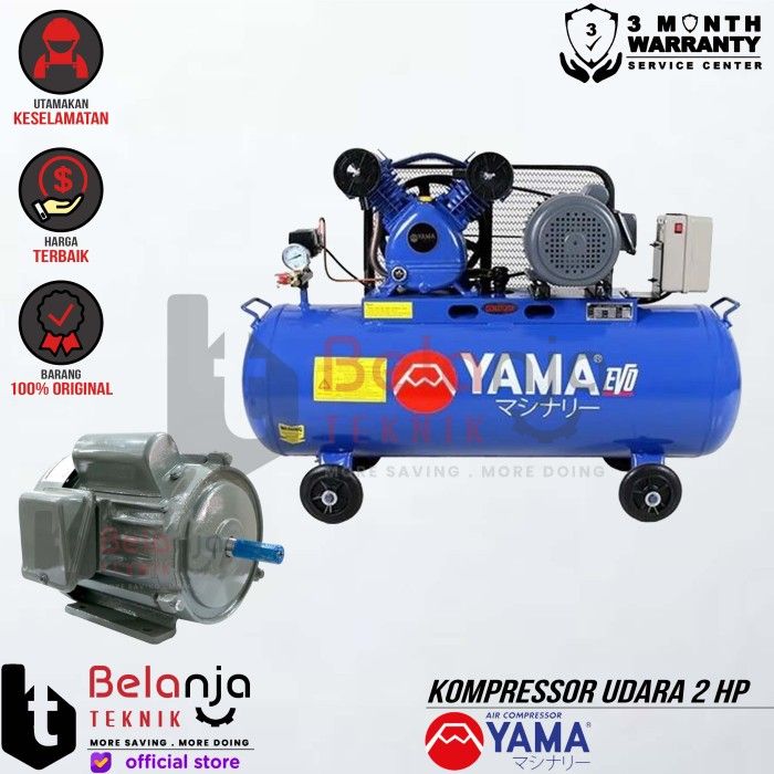 Yama EVO Air Compressor 2 HP Unloaded Kompressor Udara + Dinamo 3 HP ...