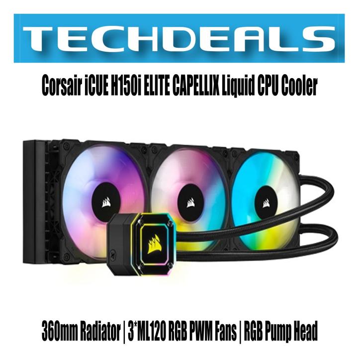 Corsair iCUE H150i ELITE CAPELLIX Liquid CPU Cooler | 360mm Radiator ...