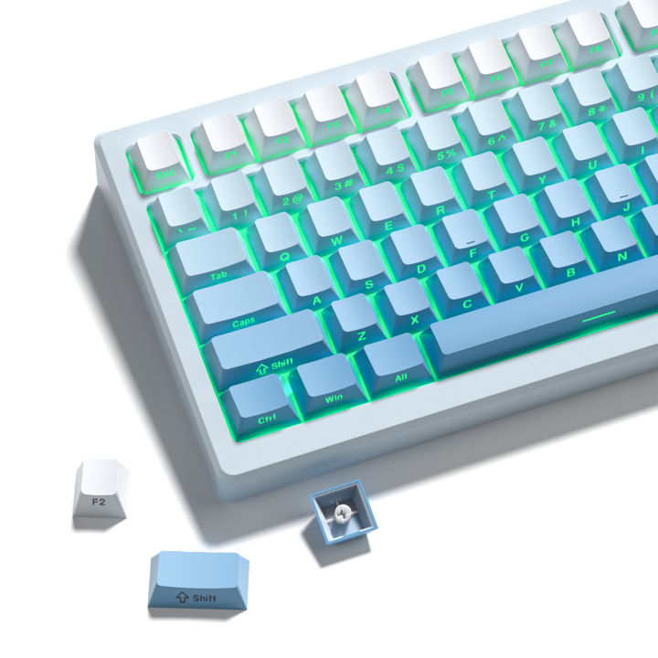WOMIER 136 Keys Gradient Blue Shine Through Side Print Backlit Double ...
