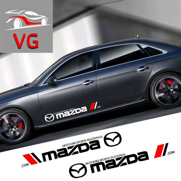 1 Pair Car Body Side Skirt Waterproof Vinyl Stickers For Mazda 2 3 6 ...