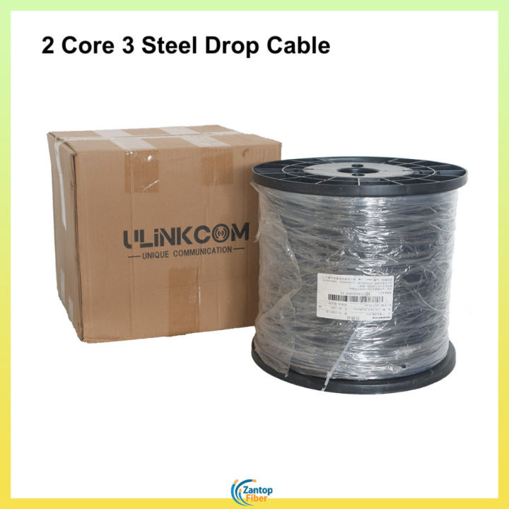 1 Core / 2 Core 3 Steel Fiber Optic Cable 1km 1000m Pure Black Wire ...