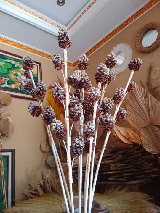 Bunga Kering Pinus/Pinus Salju/Bunga Pinus Kering Mini//Bunga Rustic ...