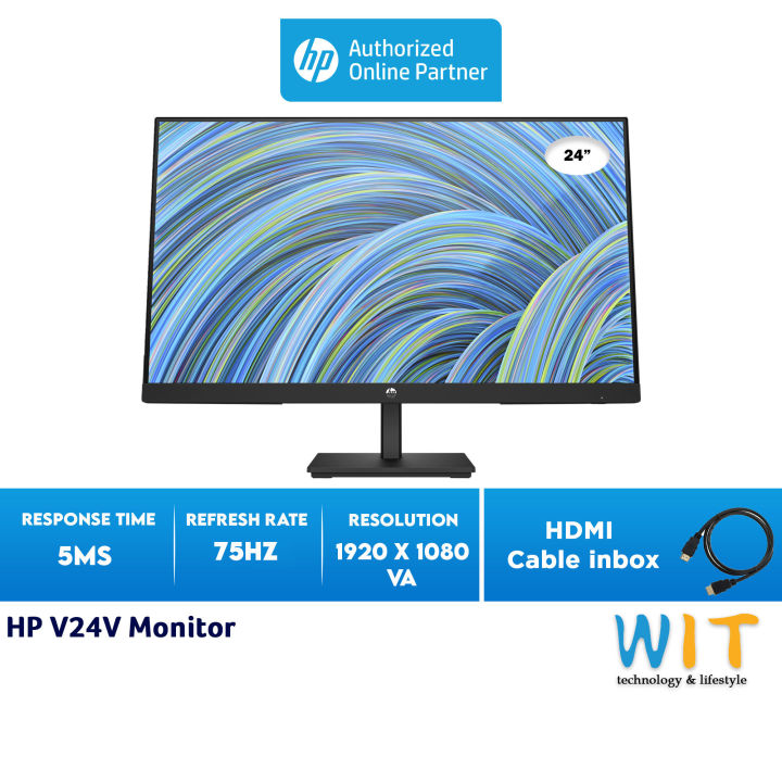 HP V24V Monitor 65P63AA | 24" / 5ms / FHD | VA Panel 75Hz | HDMI / VGA ...