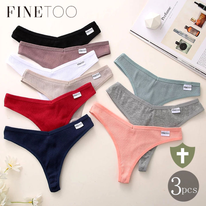 FINETOO 3PCS/Set M-XL Women Cotton Lingerie 9 Solid Colors Panties Sexy ...