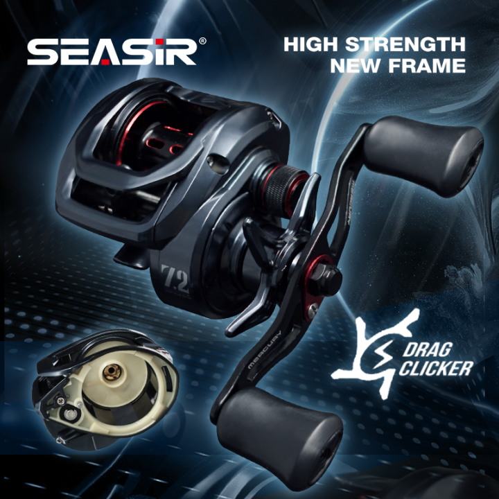 SEASIR Mercury Baitcasting Fishing Reel Drag 8kg 5+1BB 7.2:1 204g 10 ...
