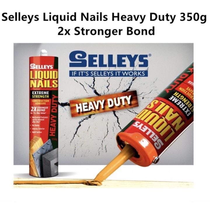 Selleys Liquid Nails Heavy Duty 350g 2x Stronger Bond All Purpose High ...
