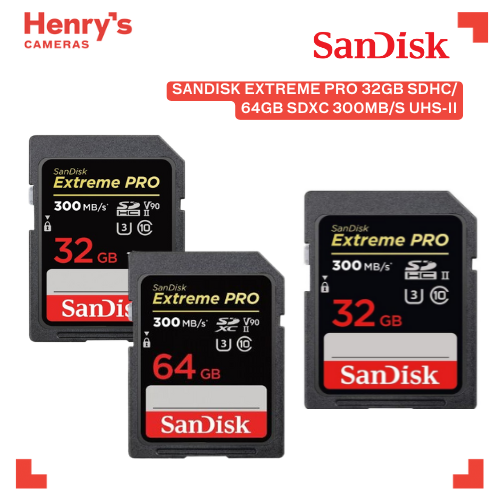 SANDISK EXTREME PRO 32GB SDHC/ 64GB SDXC 300MB/S UHS-II MEMORY CARD - HENRY'S CAMERAS | Lazada PH