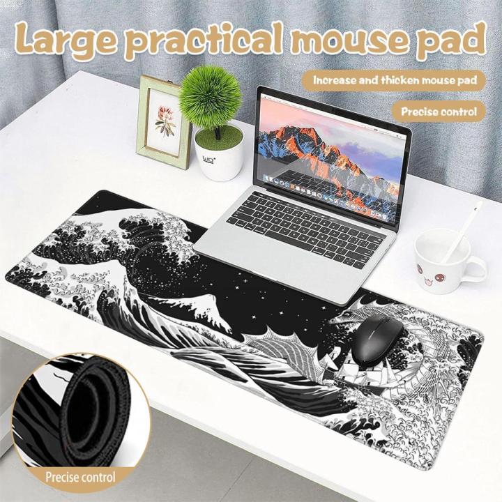 🧸JAMESKGOODS🍒 Large Gaming Mouse Pad with Japanese Wave Dragon Design ...