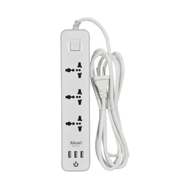 AKARI ORIGINAL 3 Gang Multipurpose Sockets with 3 Gang USB Port Power ...