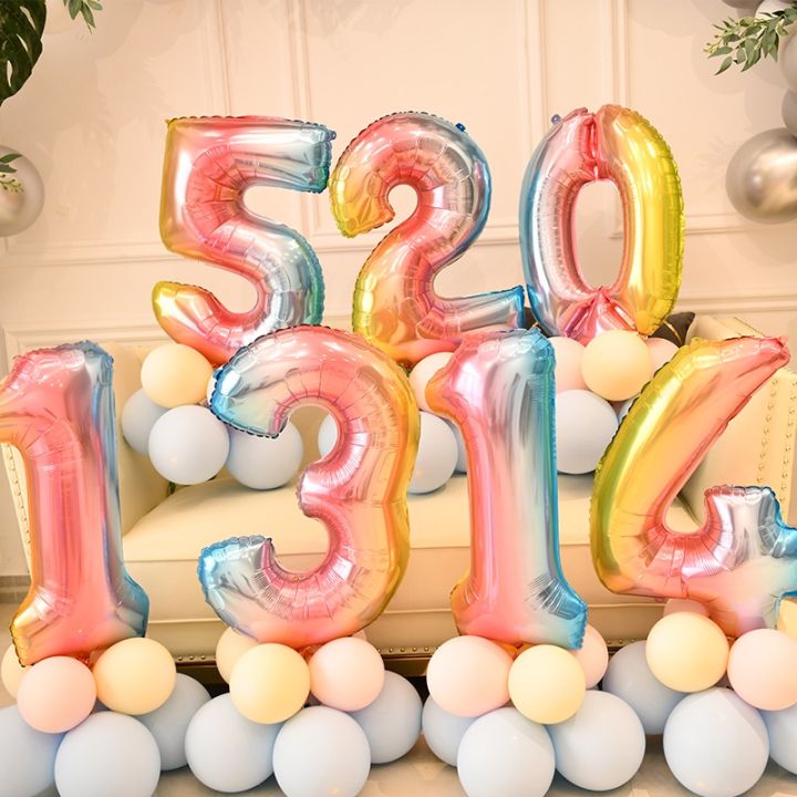 Rainbow Color Number Balloons Party Supplies 32 Inch Foil Balloon ...