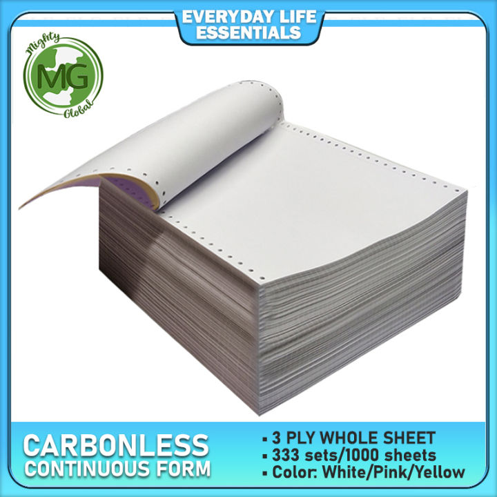 3 Ply Carbonless Continuous Form WHOLE SHEET 9.5" x 11" Colored (3Ply ...