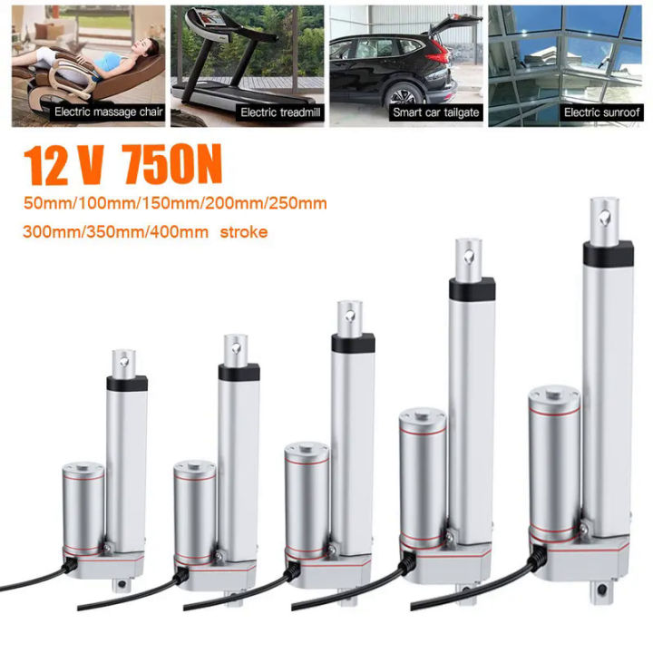 DC 12V 750N Linear Actuator 50mm 100mm 150mm 200mm 250mm 300mm Stroke Linear Drive Electric ...