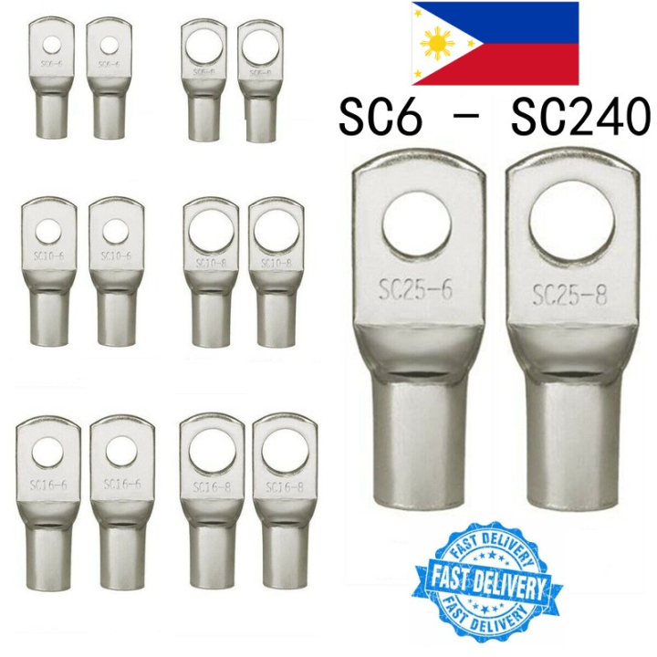 SC6-SC240 Tinned Copper Lugs Ring Crimp Terminals Battery Wire Welding ...