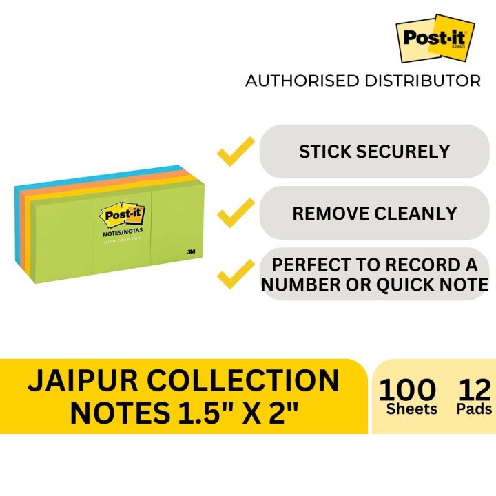 3M Post-it 1.5" X 2" Jaipur Collection Notes 12 Pads/Pack | Lazada ...