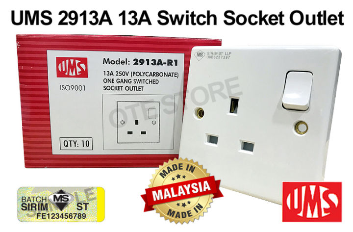 UMS 2913A 13A SWITCHED SOCKET OUTLET (SIRIM Approval) | Lazada