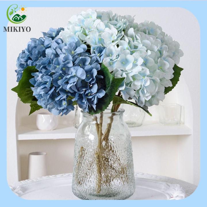 MIKIYO FASHION Blue Artificial Hydrangea Colorful Realistic Fake Silk ...