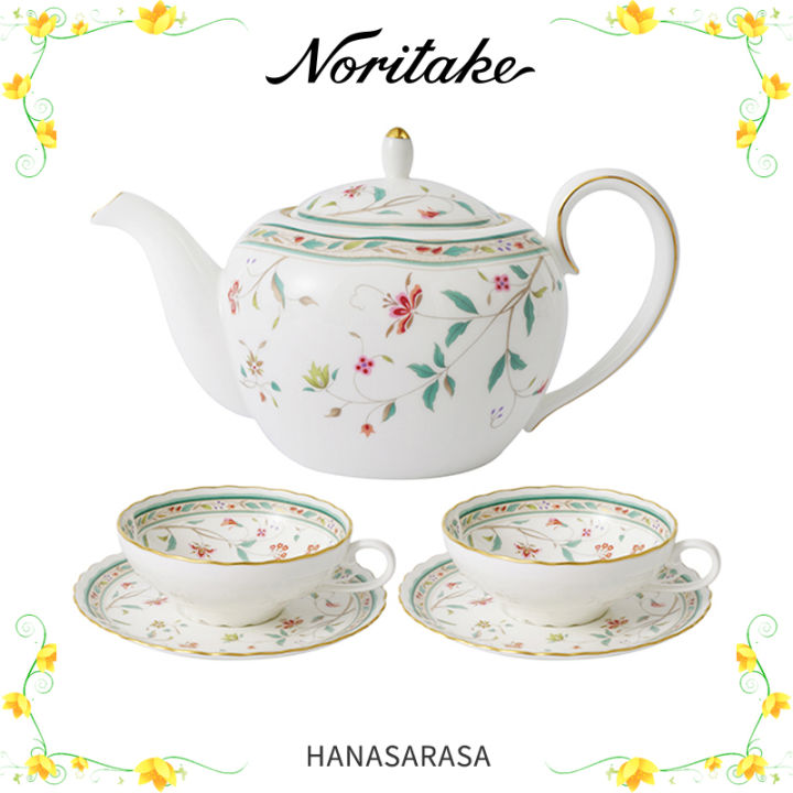 NORITAKE HANASARASA Teapot & Cup & Saucer Set, Bone china Floral Mugs ...