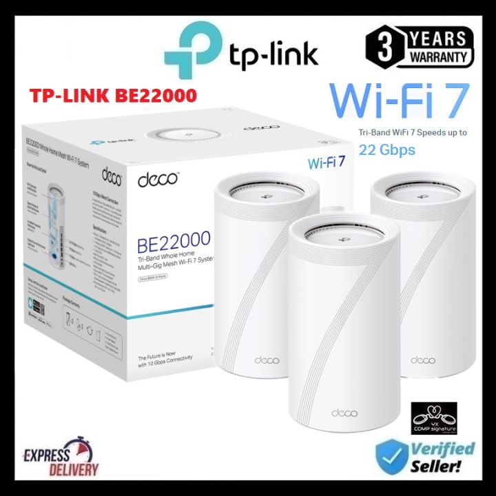 TP-LINK DECO BE85 BE22000 WIFI 7 TRI-BND MULTI GIGABIT MESH WIFI ROUTER ...