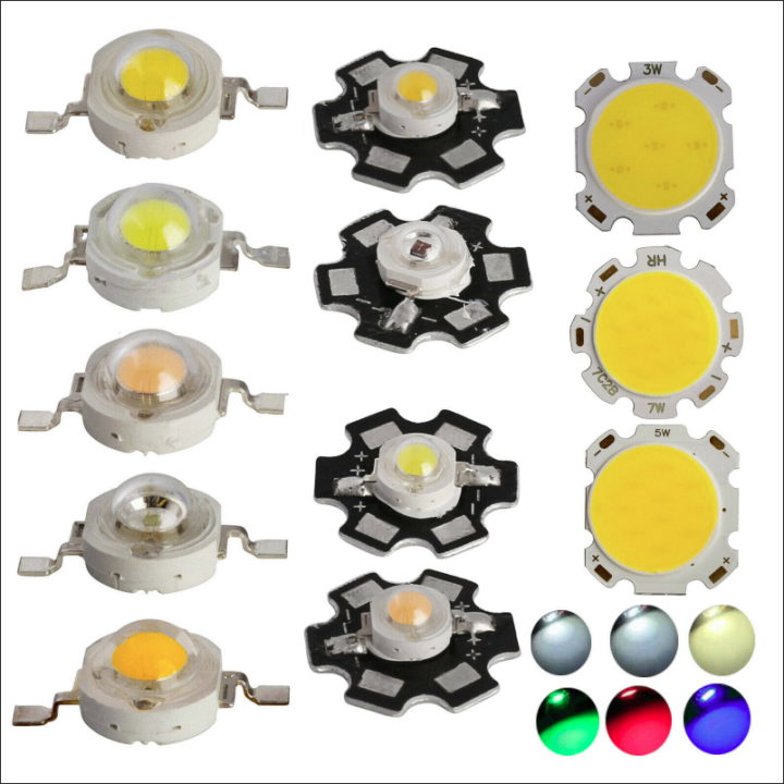 HOME WI 10Pcs 7W 5W 3W 1W LED COB Chip 110V 220V High Power LED Chip Beads Light Lamp COB LED ...