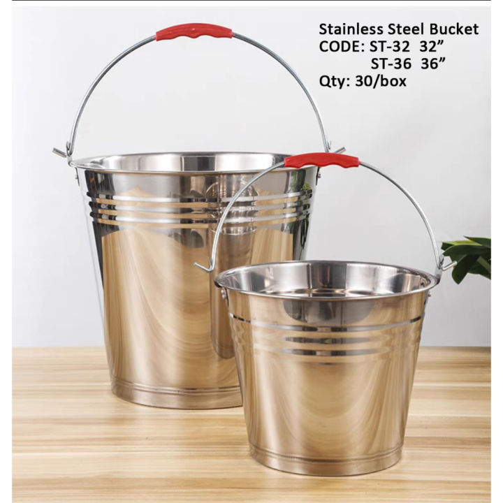 10L/20L Large Heavy Duty Stainless Steel Water/Milk/Ice Bucket Pail ...