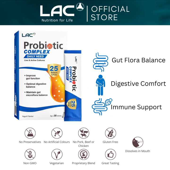 [Expiry Jan 2027] LAC Probiotic Complex 25 Billion (3g x 30 Sticks) for ...