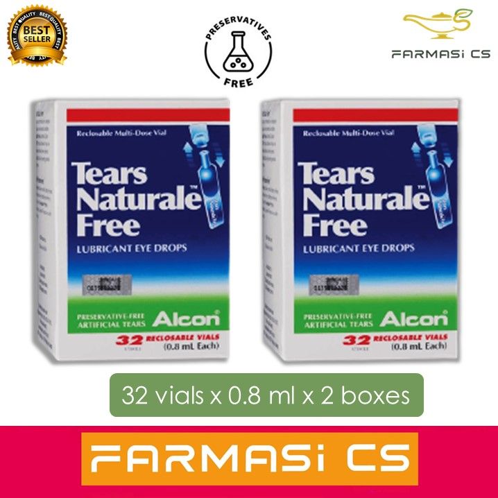 ALCON Tears Naturale Free Lubricant Eye Drops 32 vials x 0.8 ml x 2 ...