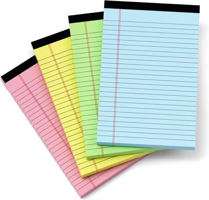Colored Legal Pads 5x8, 4 Pack, Lined Note Pads 5x8 College Ruled, Note ...