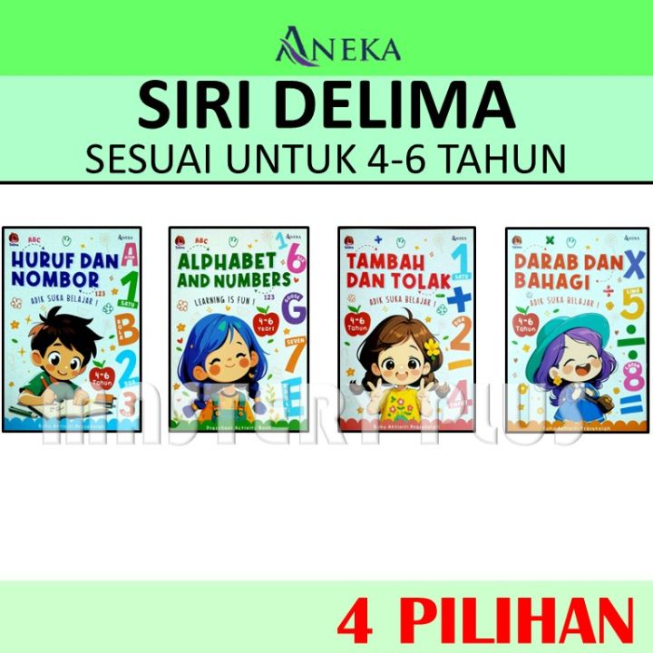 SIRI DELIMA BUKU AKTIVITI PRASEKOLAH-HURUF DAN NOMBOR | ALPHABET AND NUMBERS | 4 PILIHAN ...