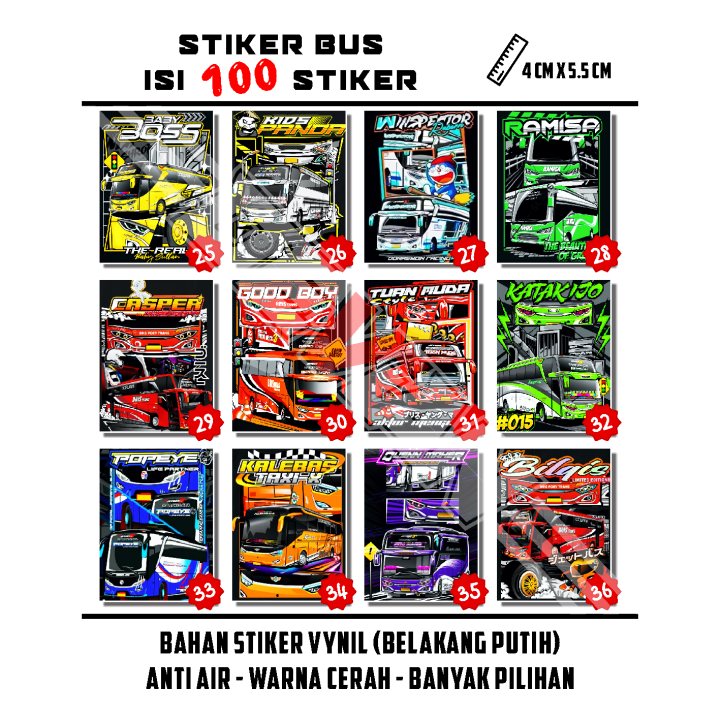 isi 100 stiker bus | baby boss kids panda winspector ramisa casper good ...