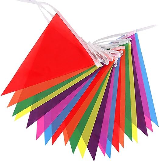 80Meter Colorful Fiesta Flag Multicolor Triangle Flags Fabric Bunting ...