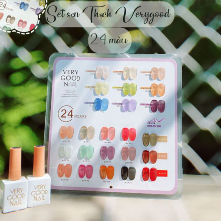 [TẶNG KÈM BẢNG MÀU MIKA CAO CẤP] Set Sơn Thạch Very Good Nail 24 Màu ...