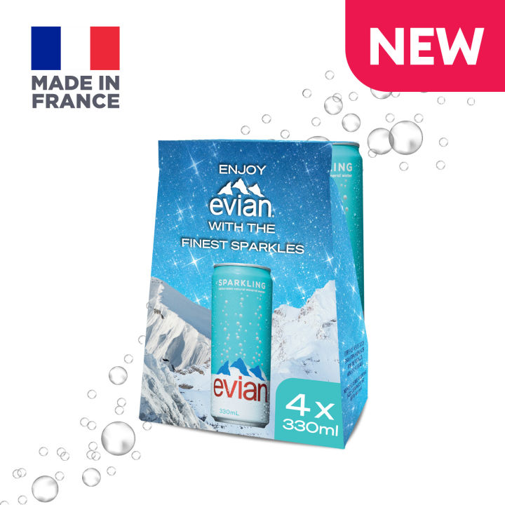 Evian Sparkling Carbonated Natural Mineral Water Can 4 x 330ML Pack | Lazada Singapore