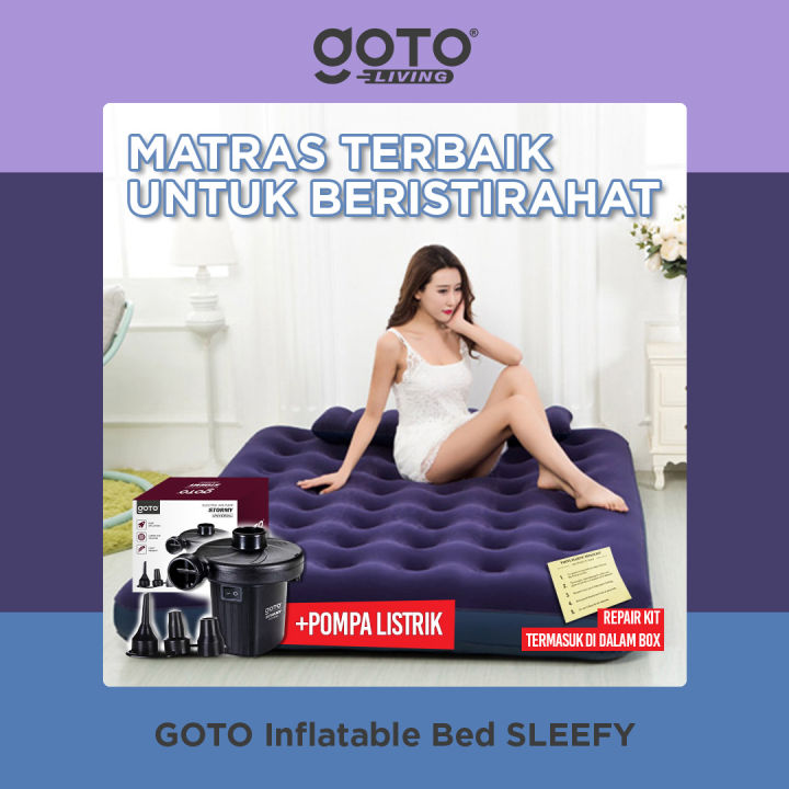 Goto Sleefy Matras Tidur Kasur Angin Pompa Tiup Double Air Bed | Lazada ...