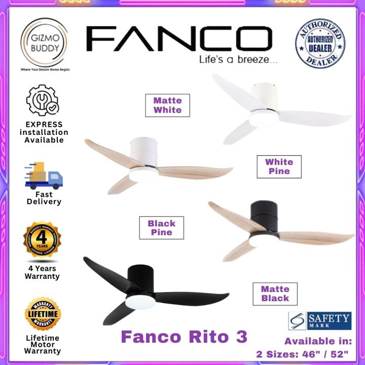 🛠️EXPRESS INSTALLATION AVAILABLE🛠️ Fanco Rito 3 DC Ceiling Fan with 24W ...