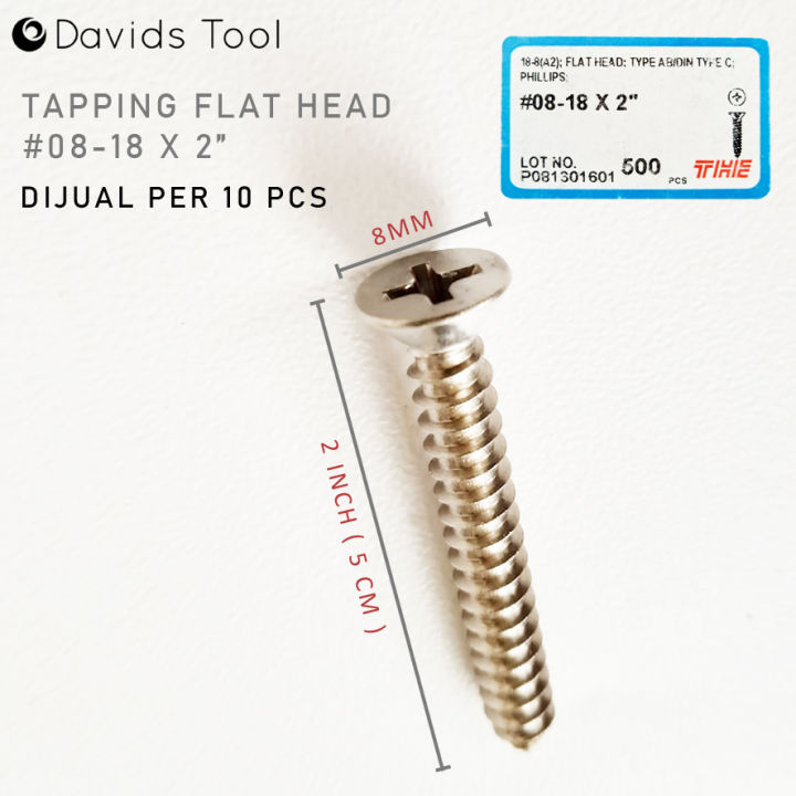 Sekrup Stainless Skrup Kayu Aluminium Tapping Flat Head | Lazada Indonesia