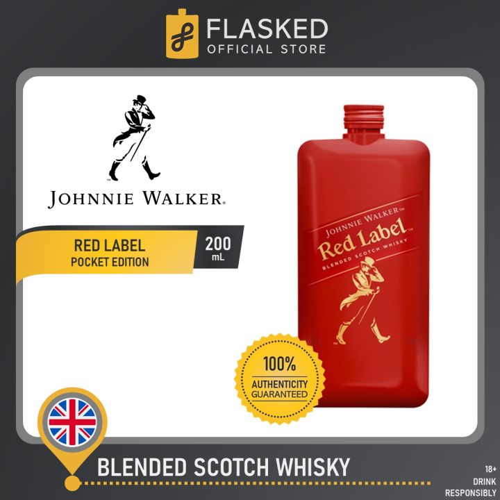 Johnnie Walker Red Label Pocket Blended Scotch Whisky 200mL PET Bottle ...