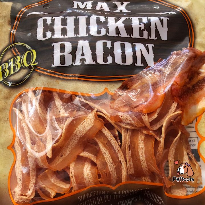 ขนมสุนัข Max chicken bacon รส BBQ สันในไก่อบแห้ง ขนมหมา ขนมคบเคี้ยว ...