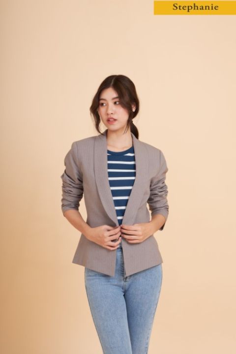 STEPHANIE BASIC JACKET เสื้อแจ็คเก็ตทรงเบสิค (OZ11GY) | Lazada.co.th