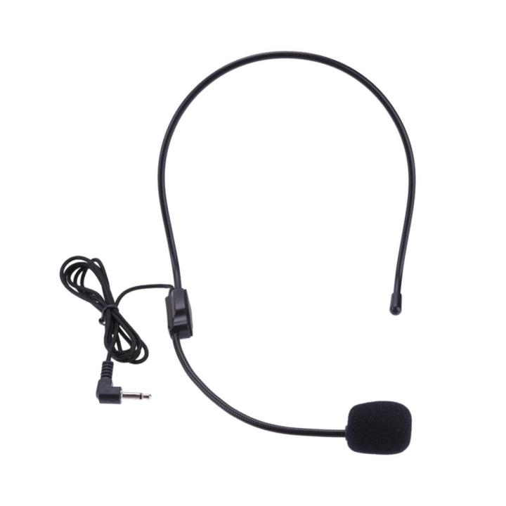 3.5mm Plug Wired Headset Microphone Head-mounted Portable Guide Lecture ...