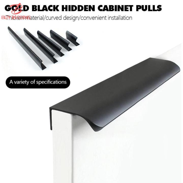 BUY IN COINS Gold Black Hidden Cabinet Pulls Aluminum Alloy Kitchen ...