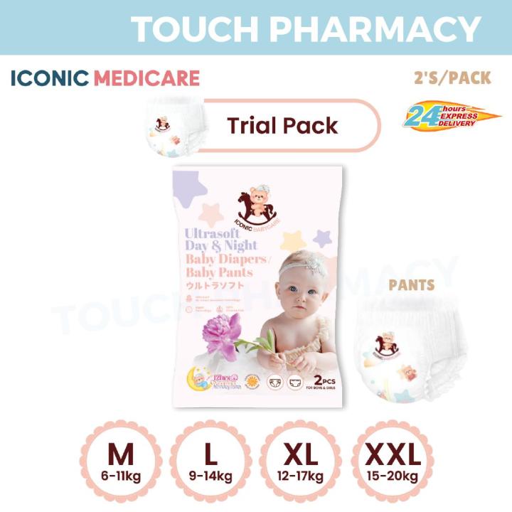 ICONIC Baby Care [Trial Pack] Baby Diaper/diapers Pants - M/L/XL/XXL (2 ...