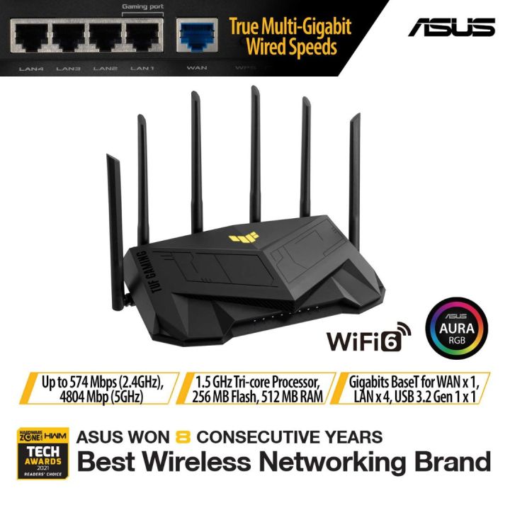 ASUS TUF Gaming TUF-AX5400 (AX5400) Dual Band WiFi 6 Gaming Router and ...