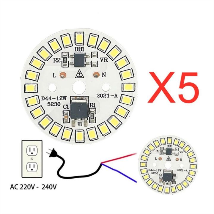 5pcs LED Chip Warm White PCB with integrated AC 220V PCB Board SMD 2835 ...