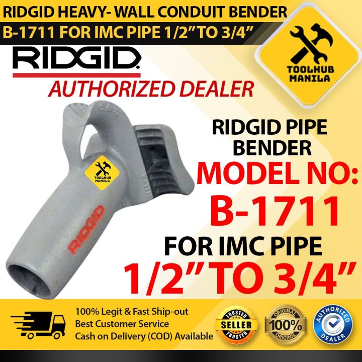RIDGID Pipe Bender B1711 Heavy-Wall Conduit Bender B-1711 (1/2" - 3/4 ...