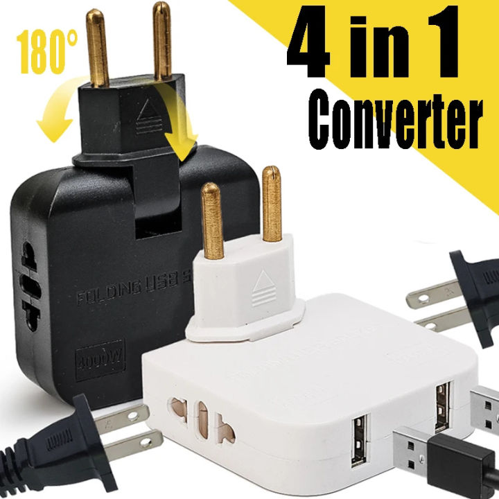🔥【HOT】🔥180 Degree Rotatable 4-in-1 Socket Converter EU Plug Travel EU ...