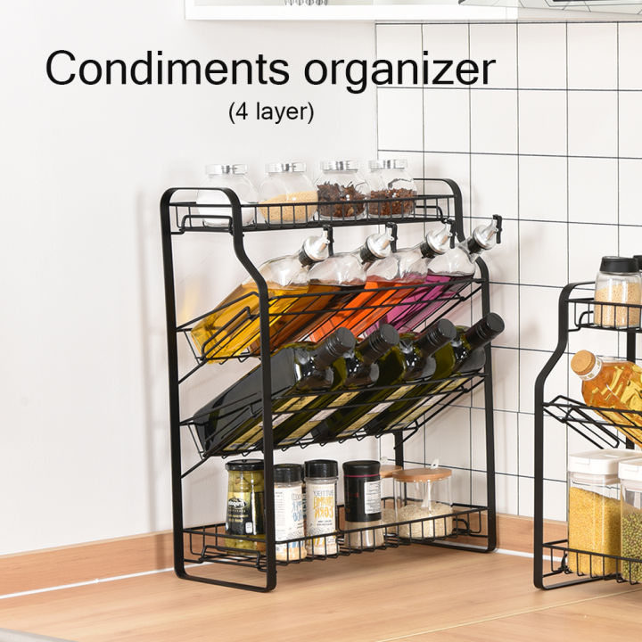 Kitchen Condiment Bottle Seasoning Rack Organizer for Countertop Pantry ...