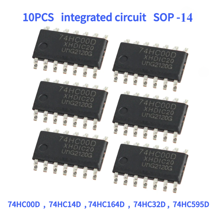 10PCS Integrated Circuit Logic IC 74HC00D 74HC14D 74HC164D 74HC32D 74HC595D SOP-14 Shift ...