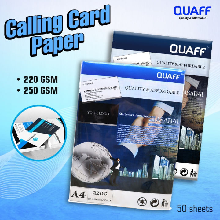 [1 PACK] QUAFF CALLING CARD PAPER A4 SIZE 220/250 GSM Matte (50 Sheets ...